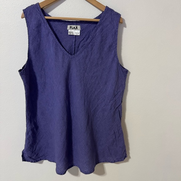 Flax | Tops | Flax Linen Boxy Lagenlook Tank Top Purple V Neckline ...